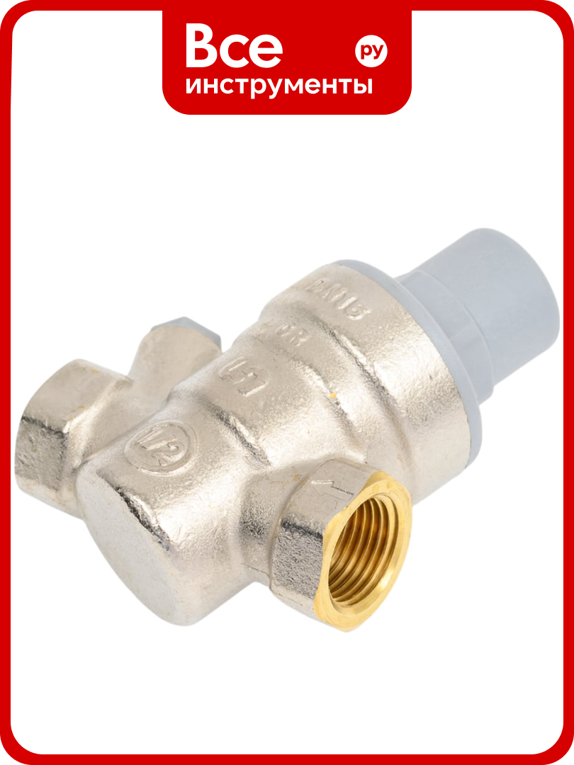 Редуктор давления мембранный никелированный Uni-Fitt 1/2" В, 1-6 бар, PN16 с отверстием под радиальный манометр 1/4" 206N2141