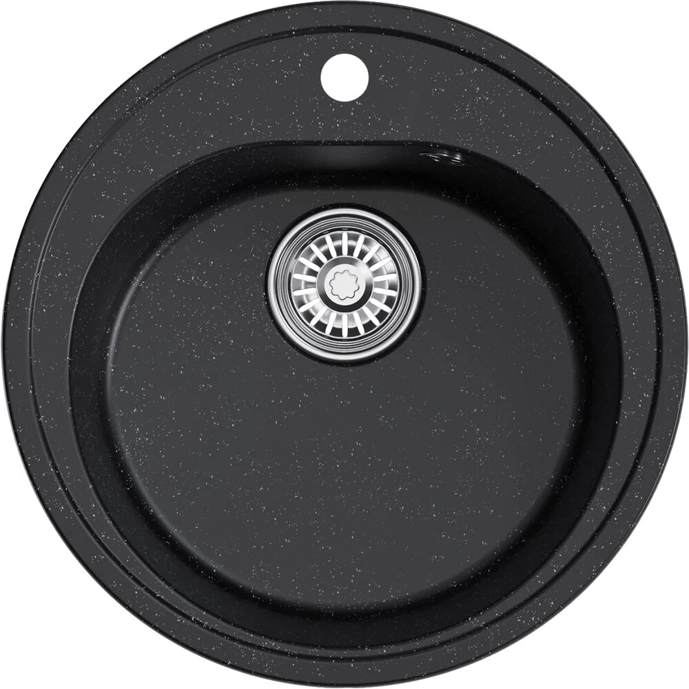 Мойка кухонная Mixline ML-GM11 мраморная, 50x50, круглая, черная, матовая, российская
