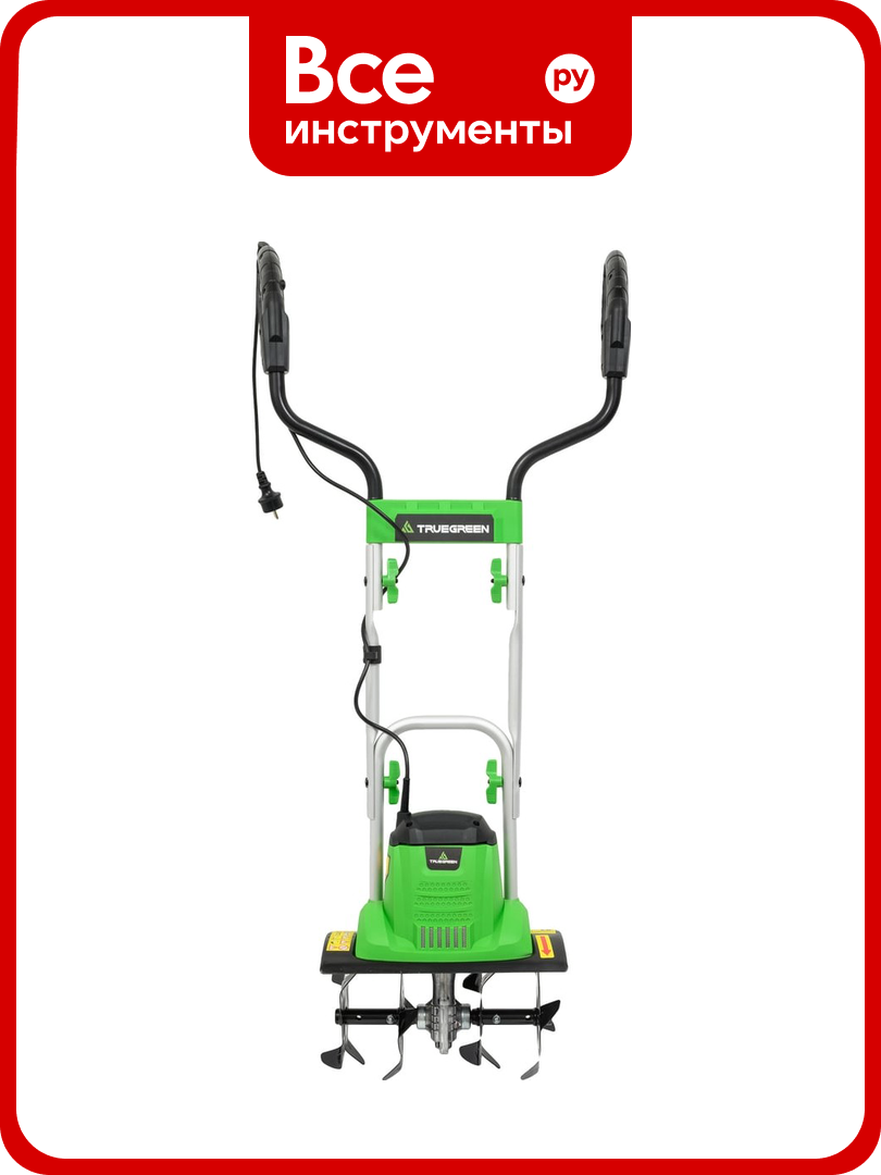 Культиватор TRUEGREEN 1000 Вт TG7G601 с электрическим двигателем, шестеренчатым редуктором и складной ручкой
