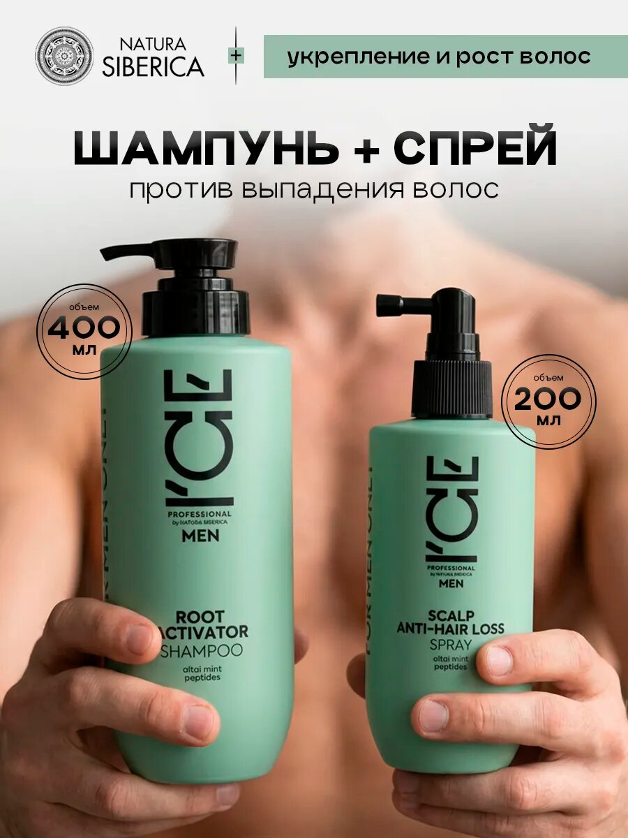 Набор мужской Шампунь для роста волос + Спрей против выпадения волос
