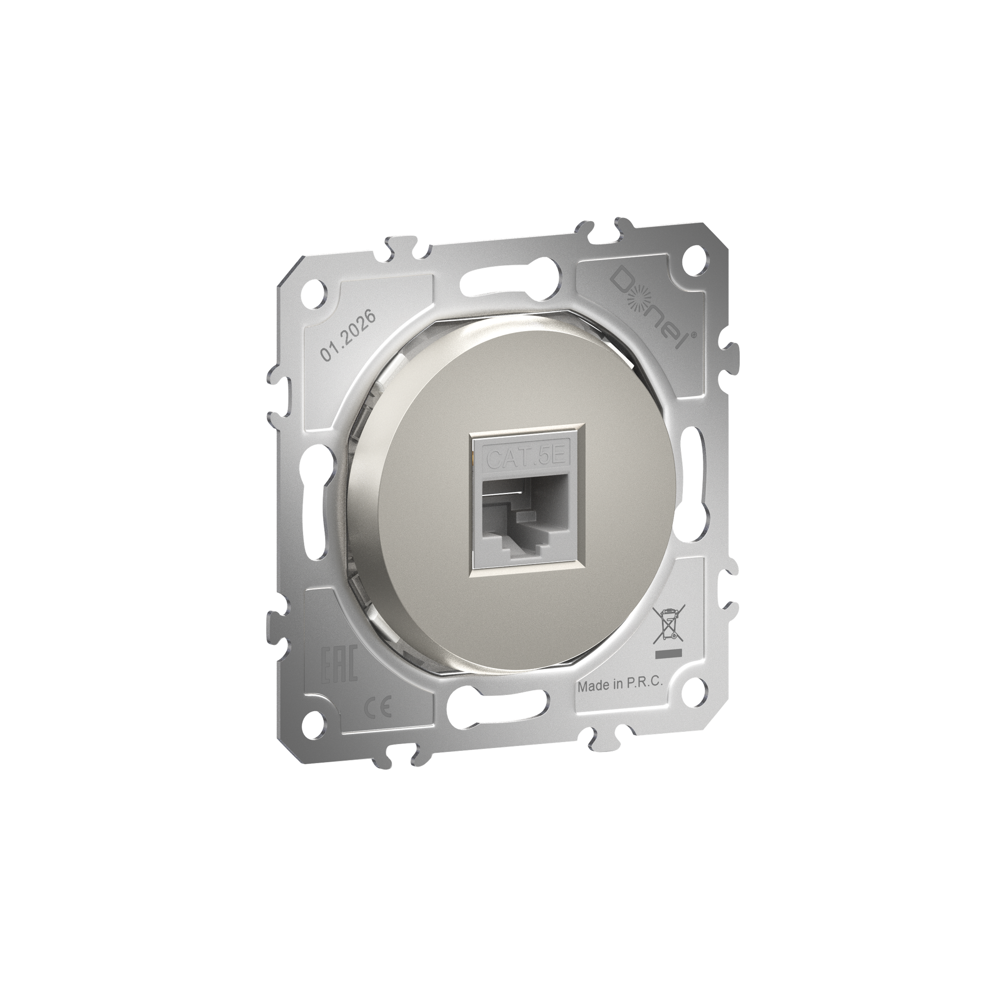 Розетка компьютерная RJ45 cat.5e на 1 порт, цвет шампань, серия D16, Donel