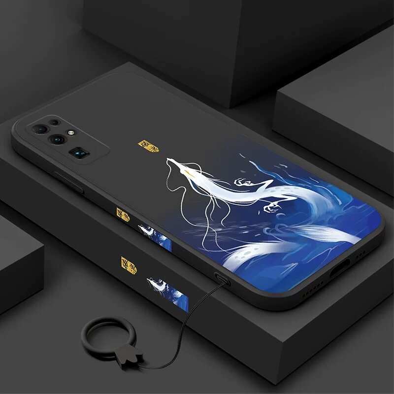 Чехол для Honor 30 из жидкого силикона, темно-черный, дизайн «Чэнфэн Побо»