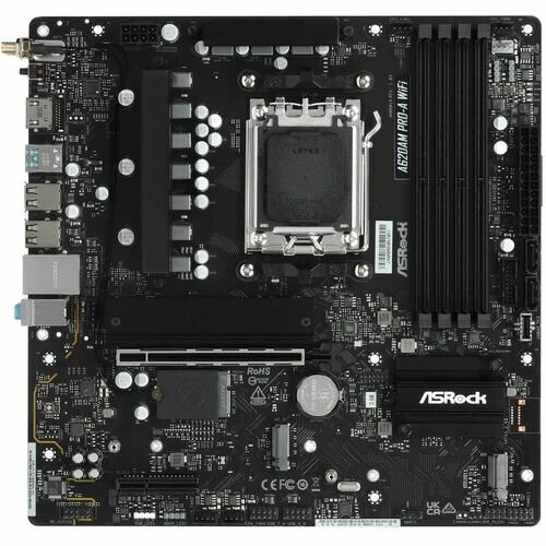 Материнская плата ASRock A620AM Pro-A WiFi - AM5, AMD A620A, 4xDDR5-7200 МГц, 1xPCI-Ex16, 3xM.2, Micro-ATX