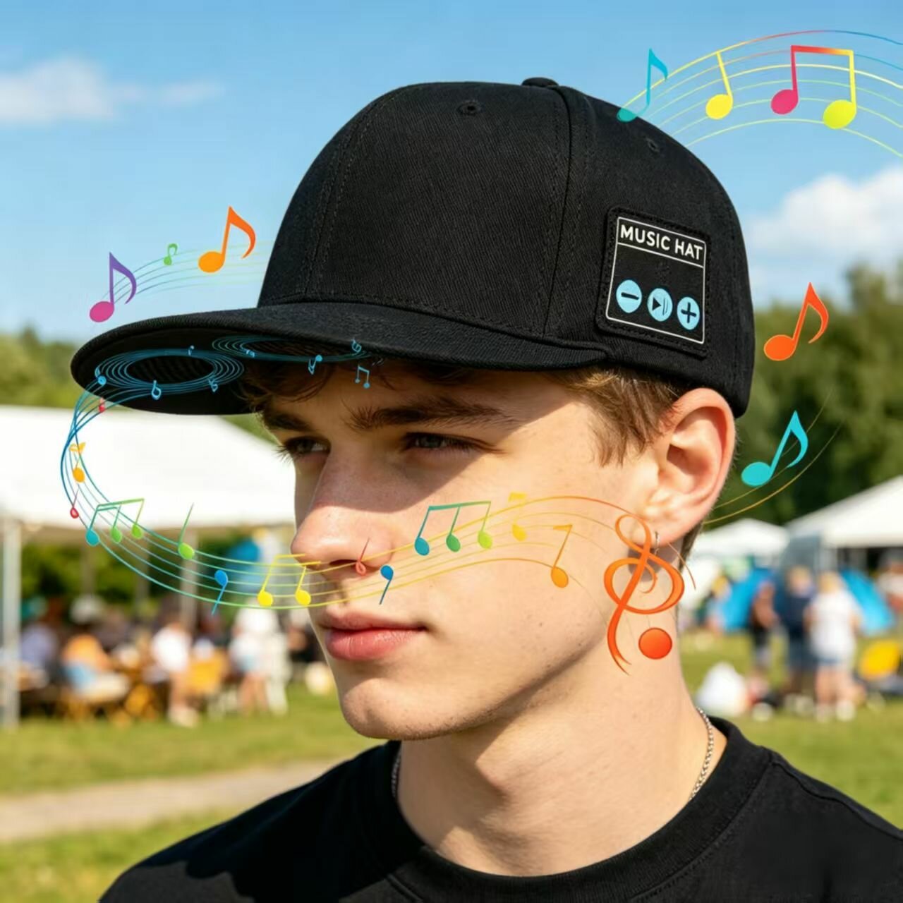 Шапка GDLYL, беспроводная музыкальная, черный, 20.5-25.2 дюйма