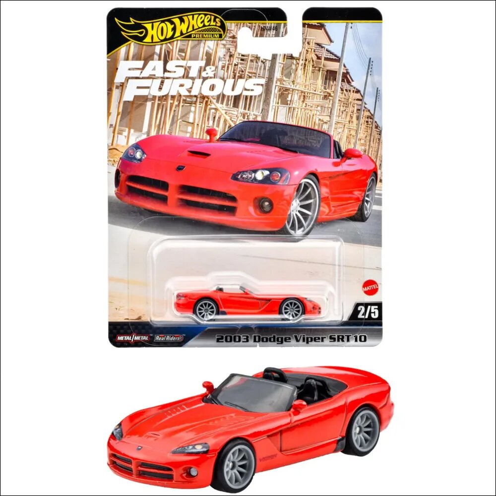 Hot Wheels Fast & Furious 2003 Dodge Viper SRT10 Red Metal Diecast Model Car 1:64 Scale
