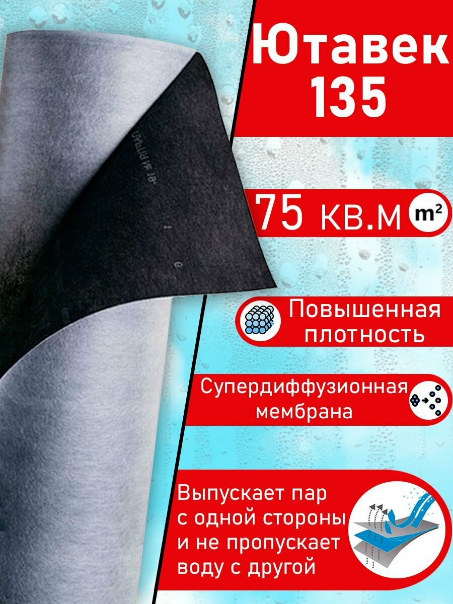 Juta Ютавек 135 jutavek ( 1,5 х 50 м / 75 Кв м) Мембрана супердиффузионная подкровельная водонепроницаемая