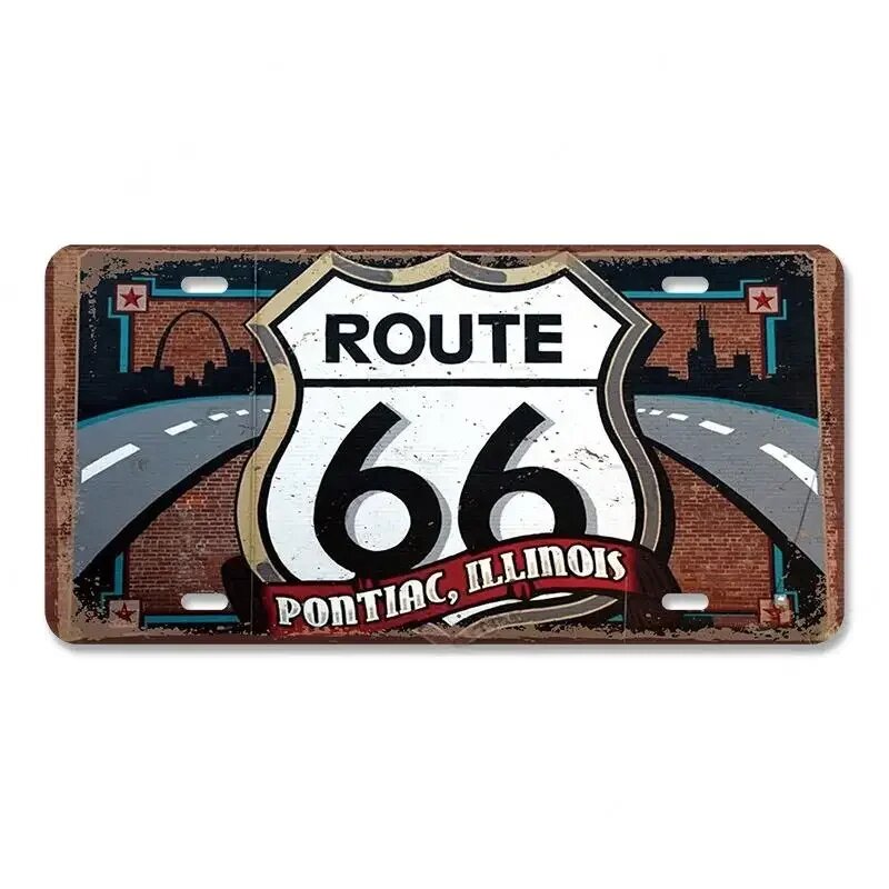 Металлический знак Route 66 Светло-серый