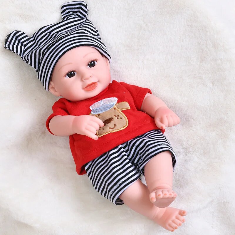 Кукла реборн 30 см, виниловая, NH-smile-stripedBK
