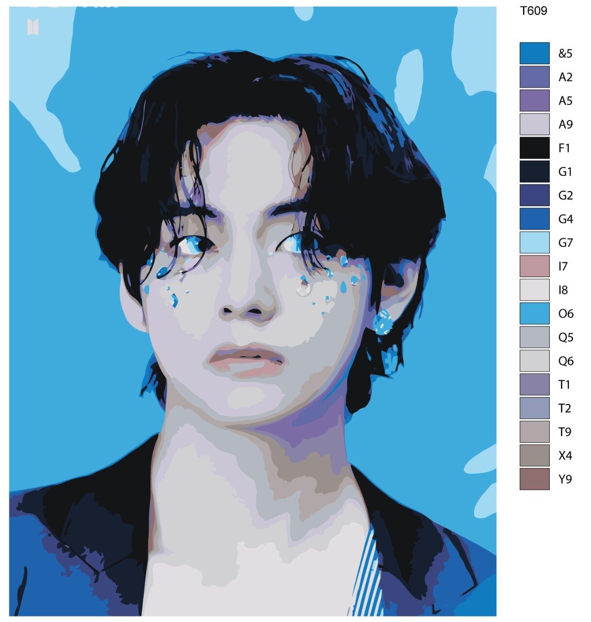 Картина по номерам Т609 80x100 "Ким Тэxён (Kim Taehyung), участник группы BTS (БТС)"