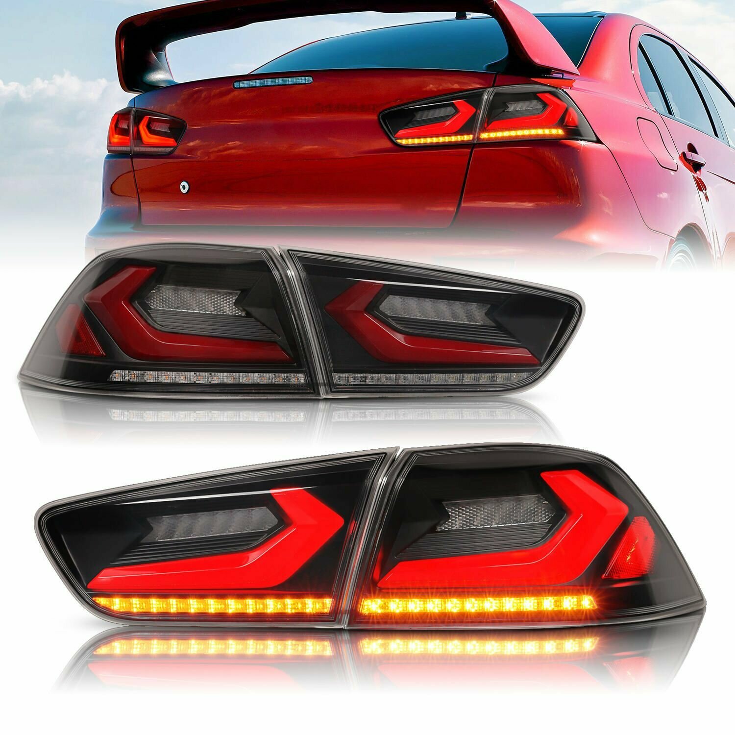 Комплект 2 штЗадние фонари тюнинг для Mitsubishi Lancer 2009-2016