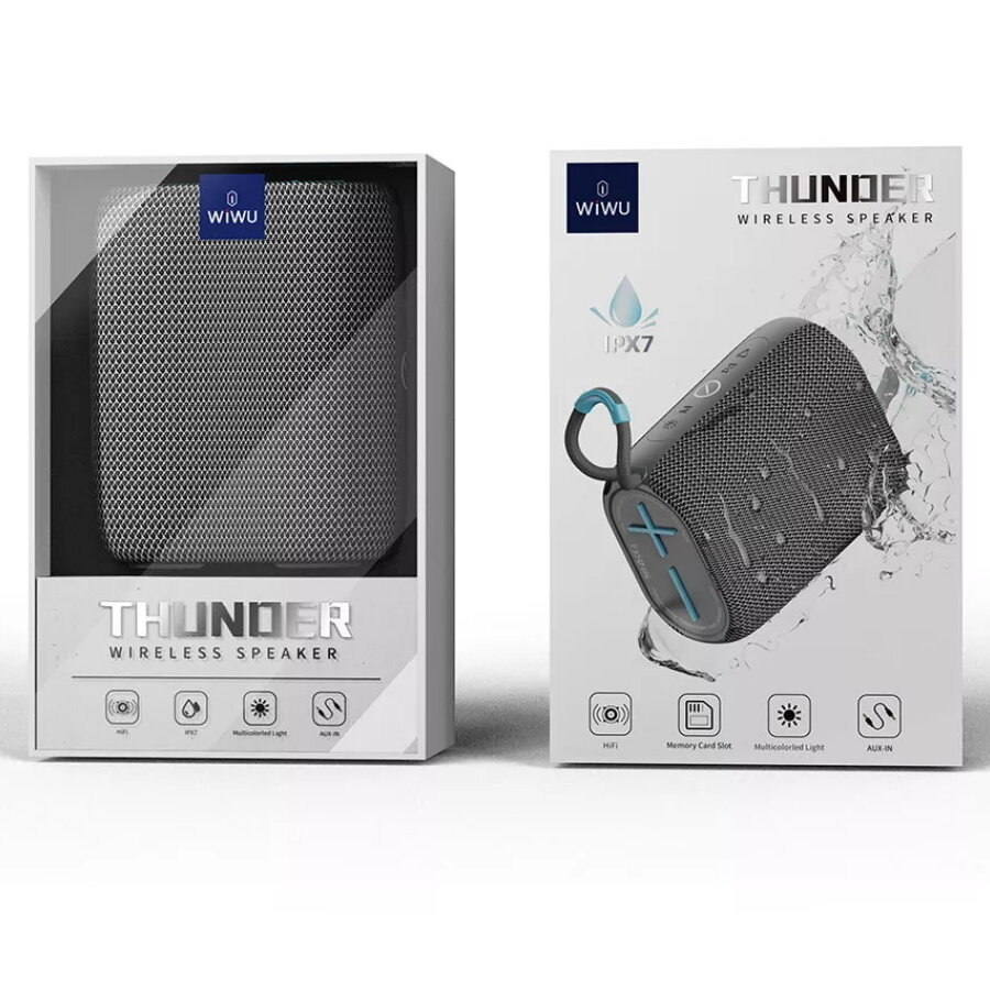 Портативный динамик WiWU P26 Thunder Wireless Speaker, Серый