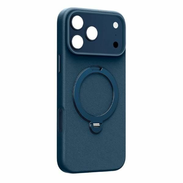 Чехол для смартфона, телефона Keephone Apple iPhone 17 Pro Max MeHold Eco MagSafe Высококачественная кожа, складная подставка на 360 Синий
