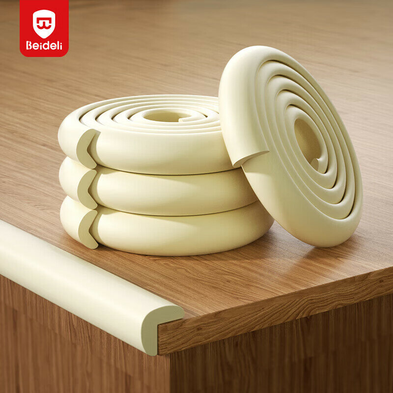 Beideli Baby Safety Edge Guards, Infant Anti-Collision Protection Strips, No Adhesive Required, 3M Adhesive, Widened And Thickened, L-Shaped, Beige, 6 Meters