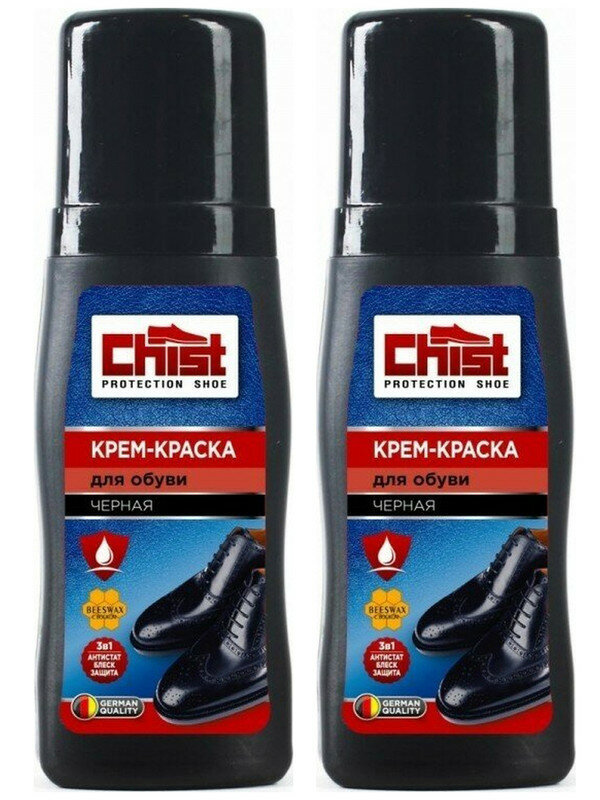 CHIST Эмульсия-краска самоблеск с губкой-аппликатором, флакон, цвет черный, 75 мл, 2 шт/