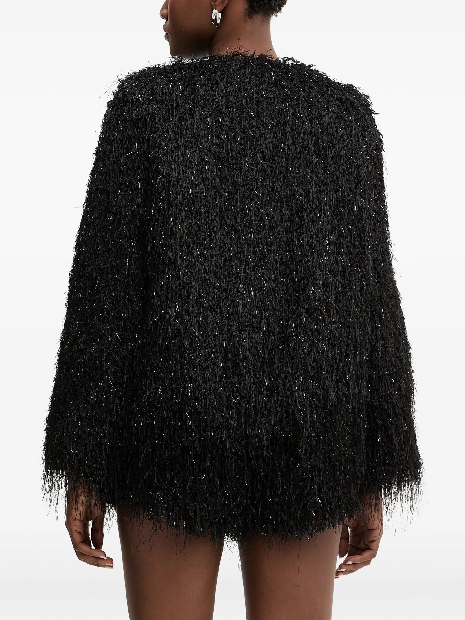 Куртка  Shaggy-knit metallic-thread jacket, размер S, black/black — фото 1