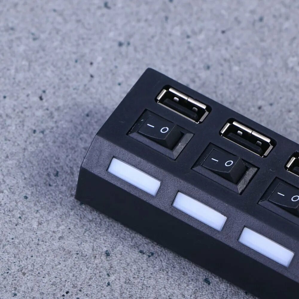 USB Хаб, 4 Порта, Для Ноутбуков, Из Черного ABS-пластика