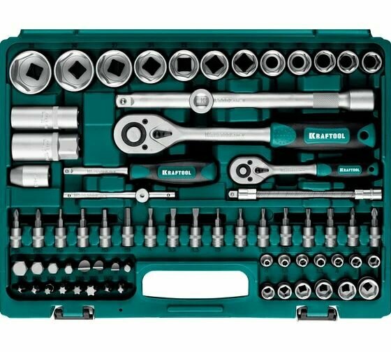 KRAFTOOL X-Drive 82, 82 предм, (1/2"+1/4"), универсальный набор инструмента (27887-H82)