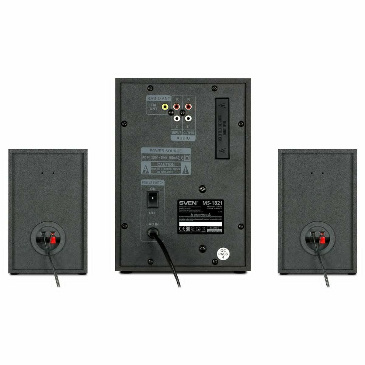 Колонки компьютерные Sven MS-1821, 2.1, 44 Вт, Bluetooth, FM, USB, SD, черные (SV-020774)