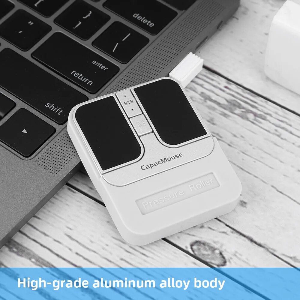 Мышь беспроводная CapactMouse, белый, алюминиевый корпус, Bluetooth 2.4G, USB Type-C