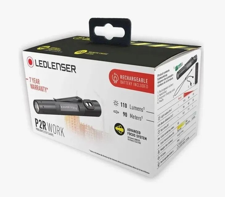 LED Lenser P2R Work ручной фонарь, перезаряжаемый, 110 люмен, металлический корпус