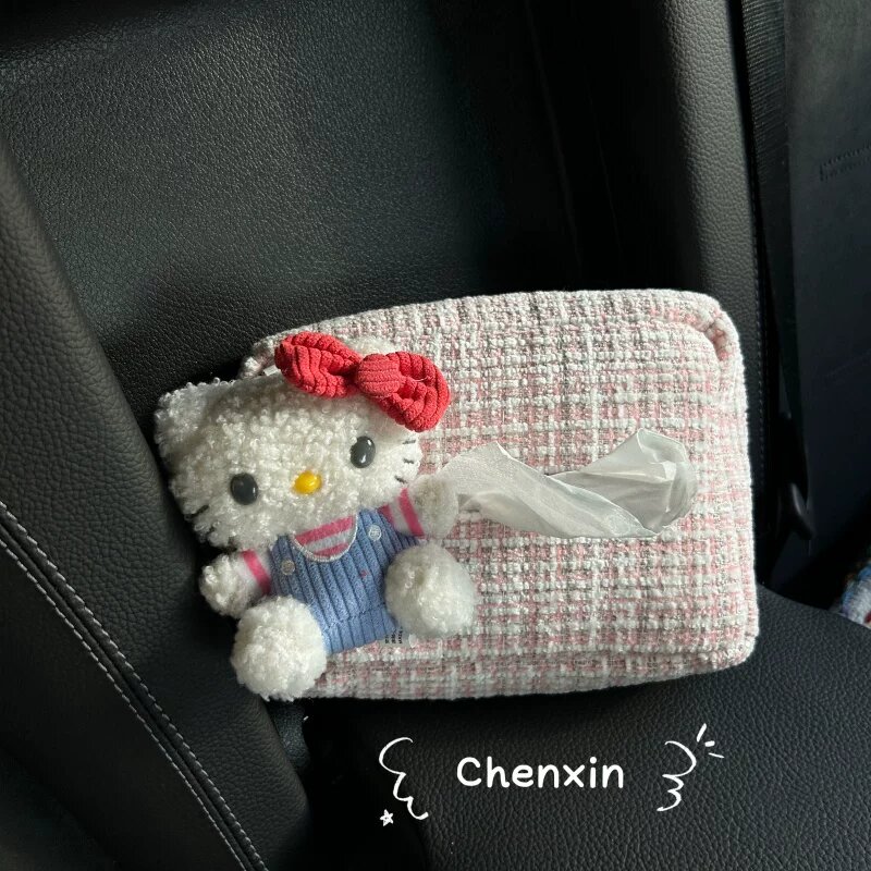 Держатель для салфеток с дизайном кота KT и ремешками для салона автомобиля, бумажный органайзер для подвешивания