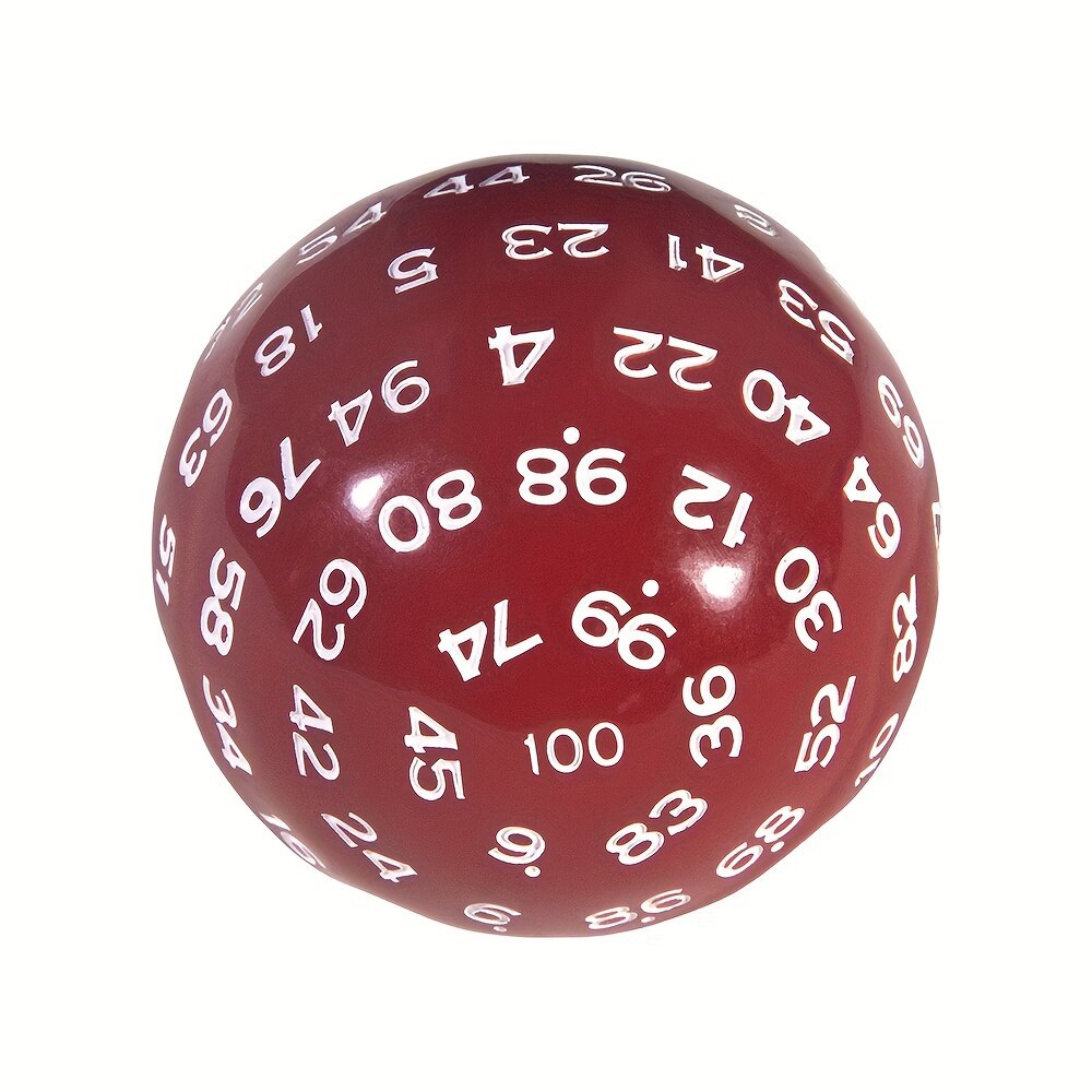 Игральный кубик 100-гранный D100 красный