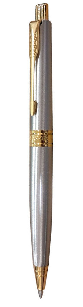 Ручка шариковая Parker "Aster Brushed Metal GT" синяя, 1.0мм, кнопочн, подар. упак.