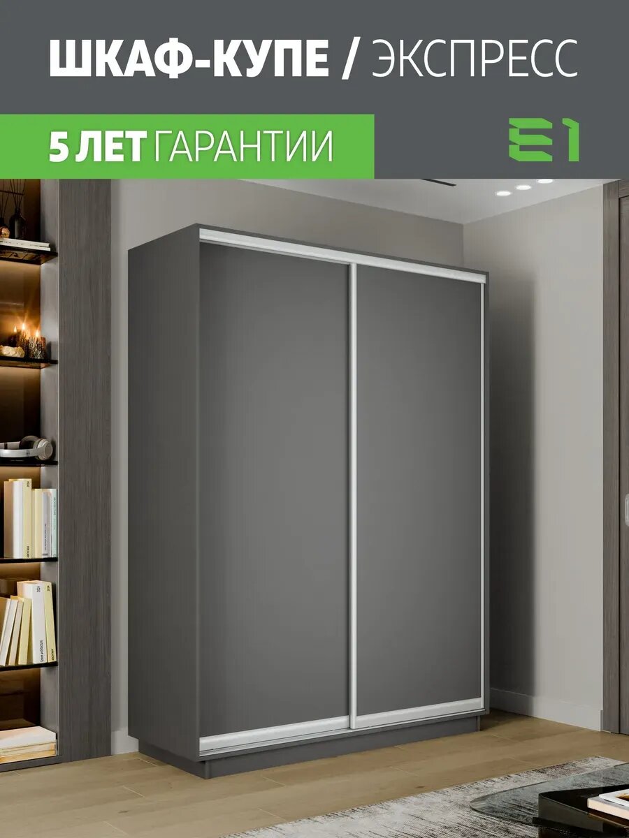 Шкаф-купе Е1 Экспресс двухдверный, лдсп, 120х45х240, темно-серый