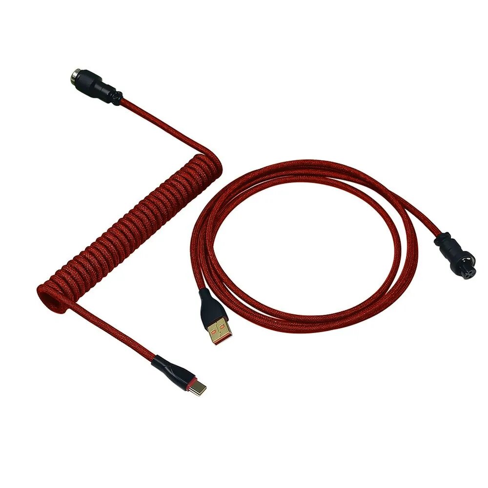 Кабель для компьютерной периферии USB-C to USB-A, 1.2 м, красный, витой