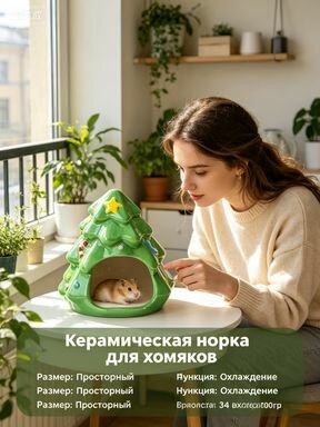 Керамическая норка для хомячка в милой форме - естественное охлаждение, идеальное укрытие жаркого лета, безопасное и модное