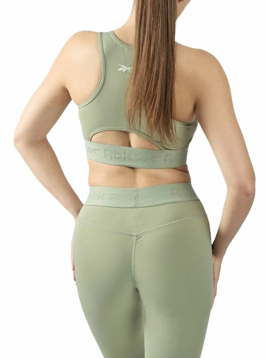 Топ спортивный Reebok Identity Train Ruched Bra W, размер S, зеленый — фото 1