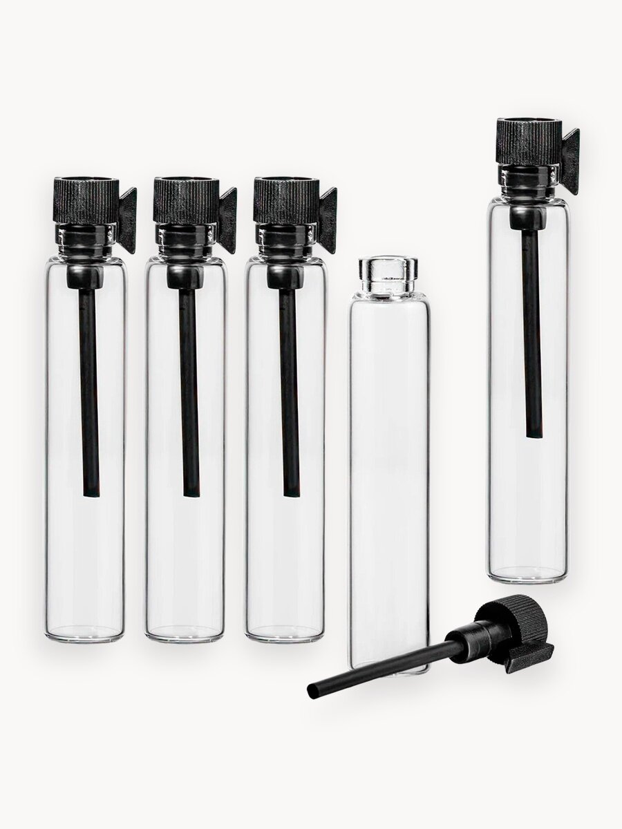 Фиолка / Пробник для духов и парфюма стекло. Крышка чёрный пластик 2 мл / ml. Набор из 5 штук