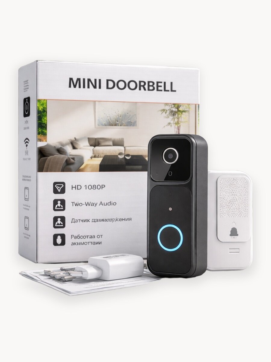 Беспроводной дверной видеозвонок Mini Doorbell с Wi-Fi, камерой 1080P и двусторонней связью
