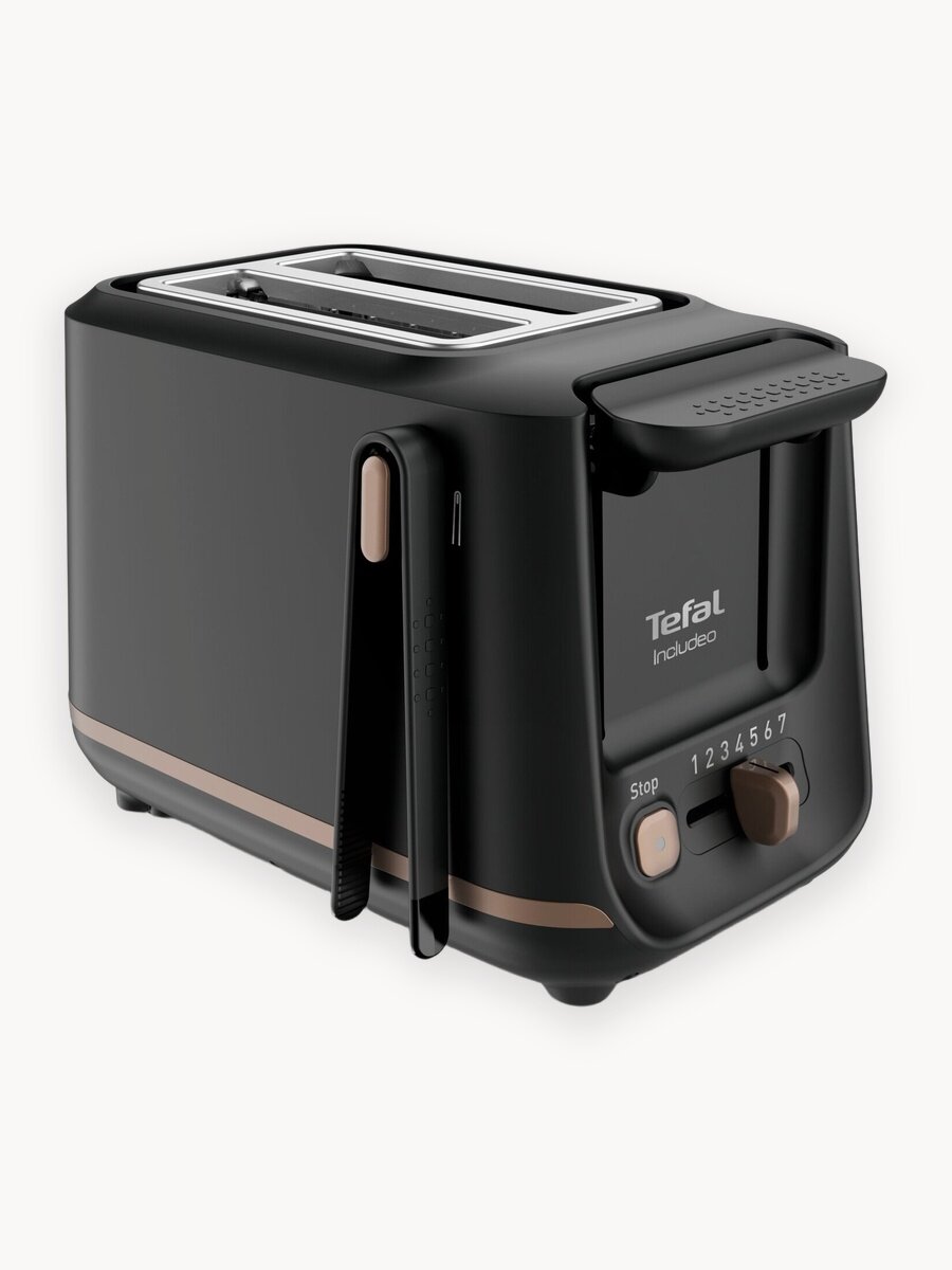 Тостер для хлеба Tefal Includeo TT533811, с 7 степенями поджаривания, магнитом для щипцов, 850 Вт, черный