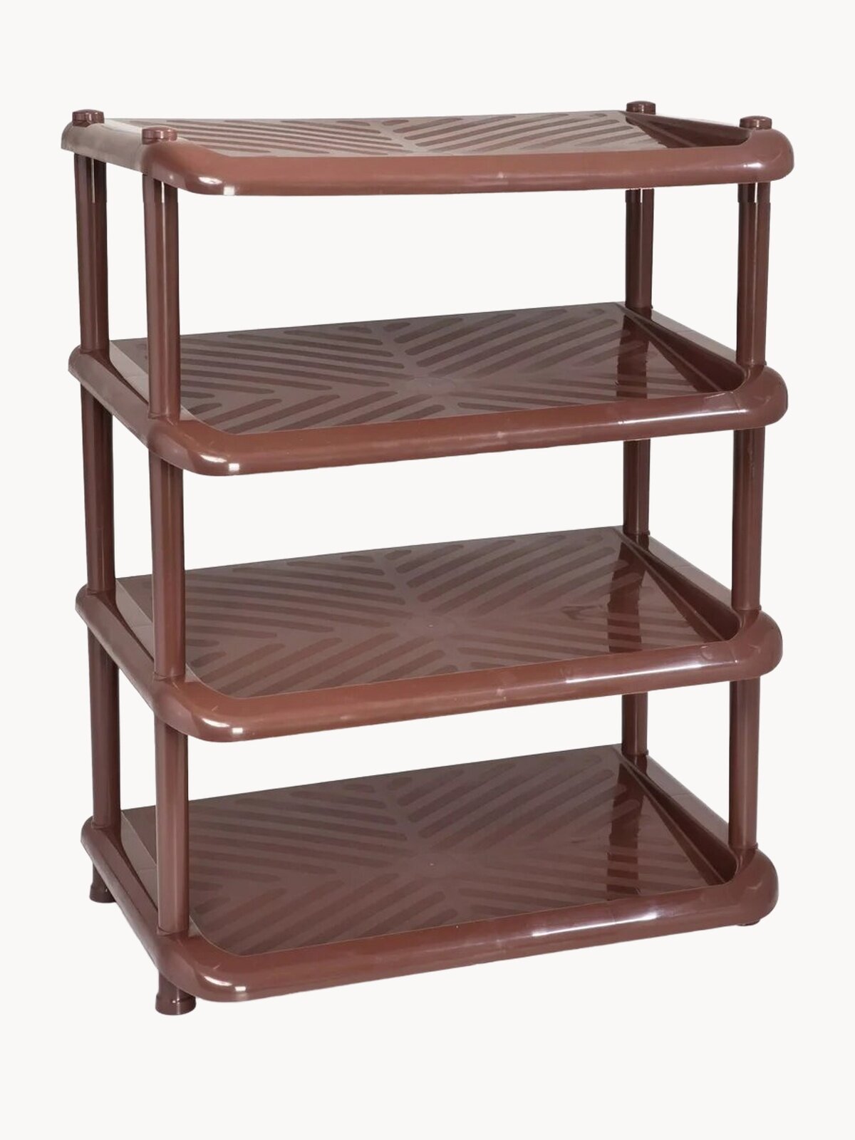 Этажерка для обуви Полимербыт Комфорт 4 полки, коричневая, подходит