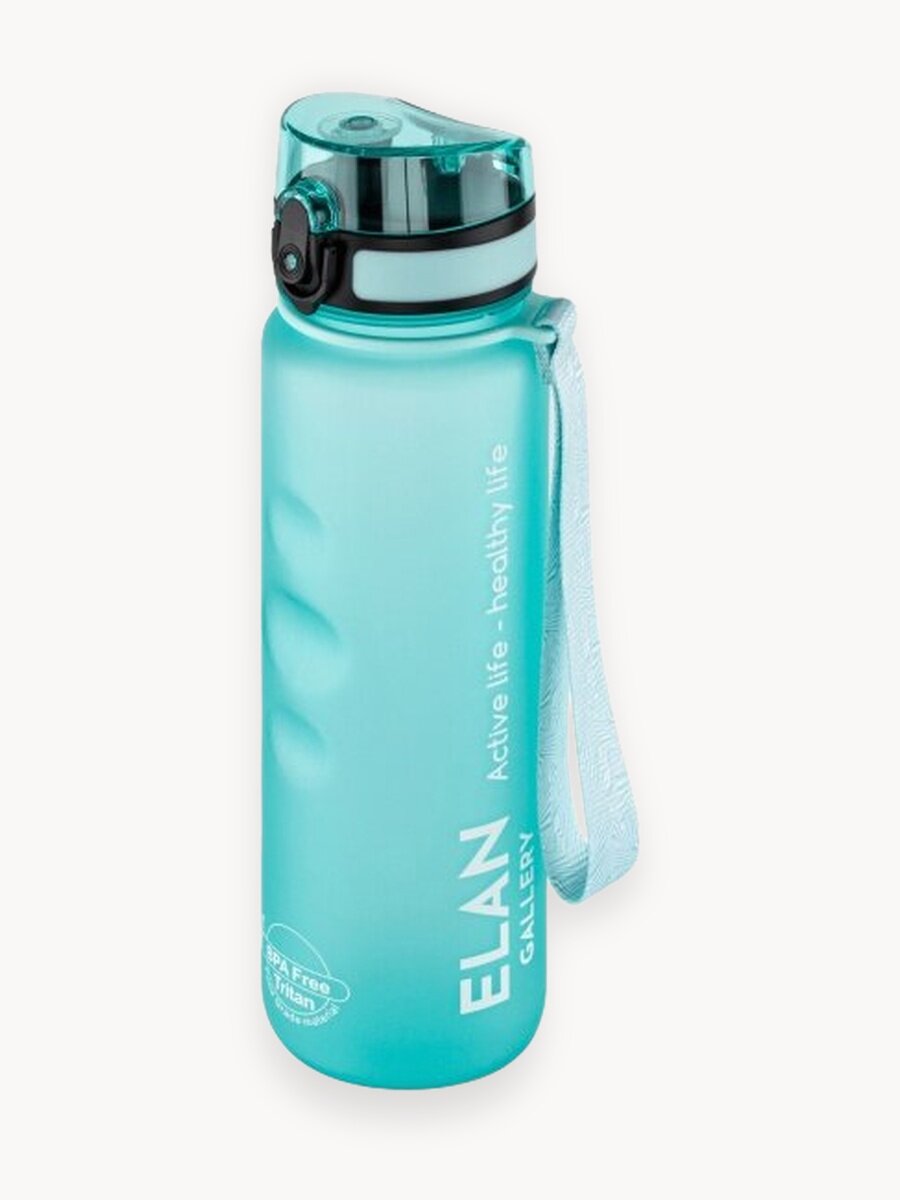 Бутылка для воды Elan Gallery Style Matte, с углублениями для пальцев, аквамарин, 1000 мл