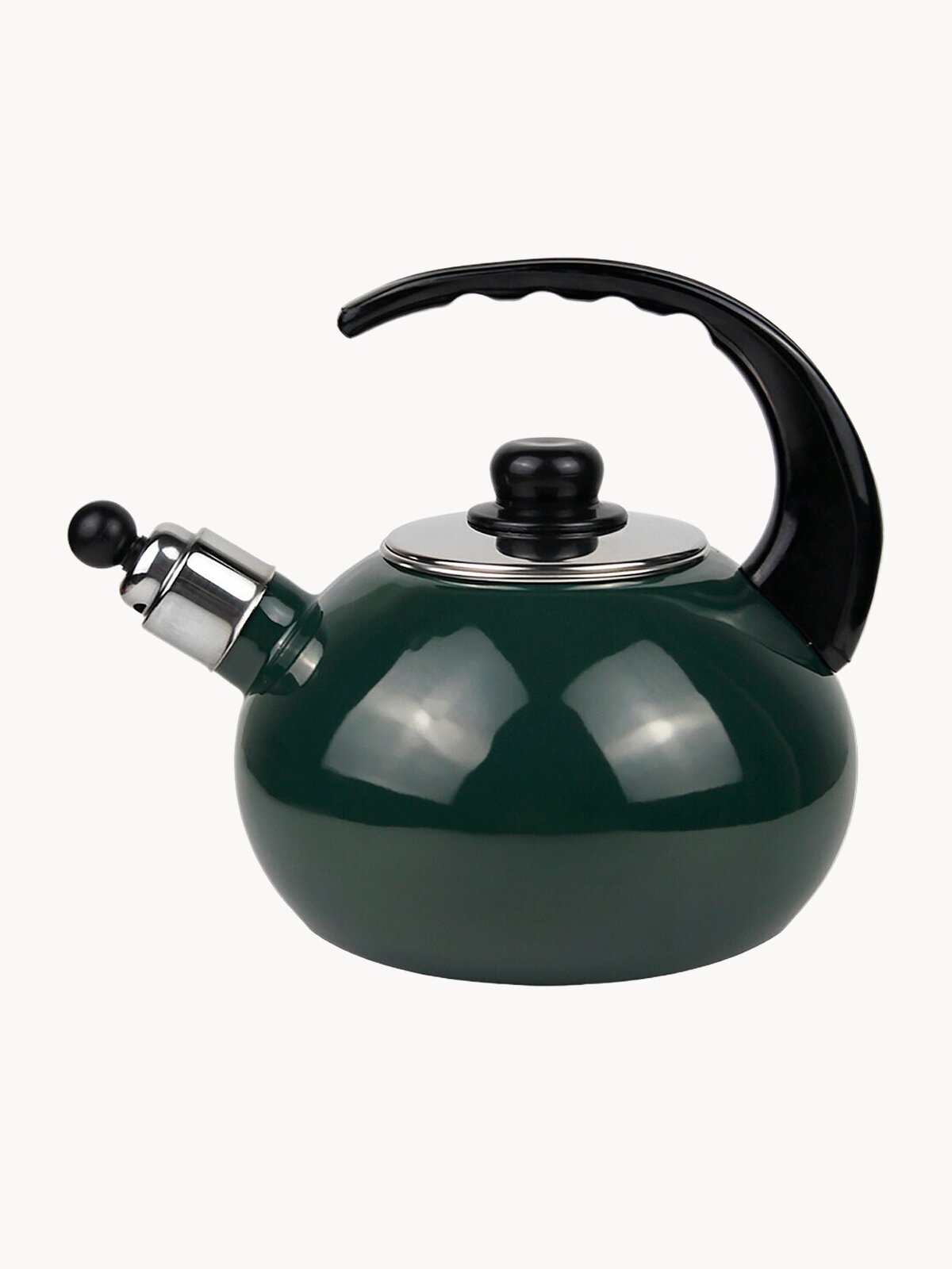 Чайник 2,5 л. эмалированный со свистком Kamille KM 1039D с черной бакелитовой ручкой (зеленый)