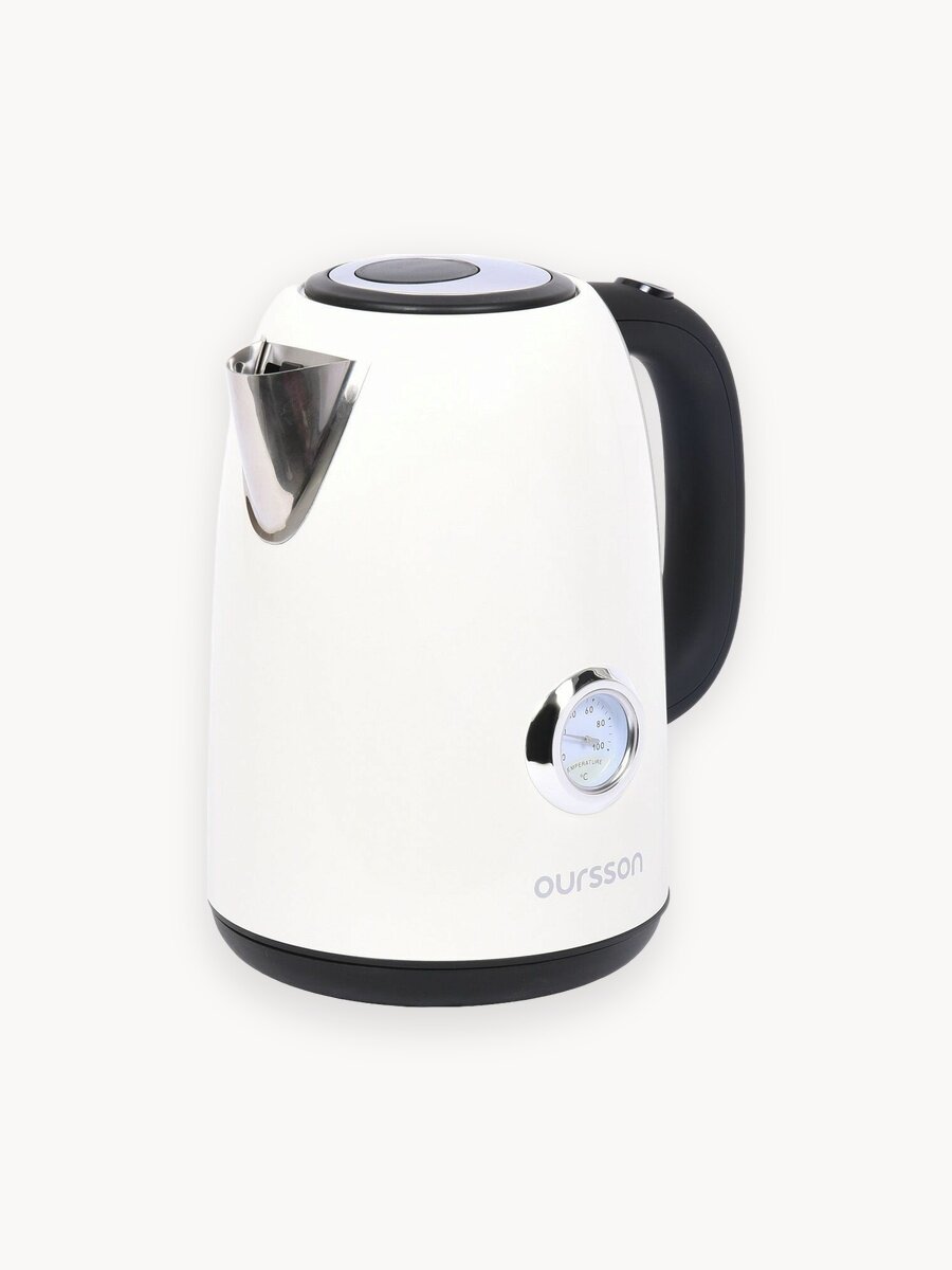 Электрический чайник Oursson KE1752M/IV слоновая кость, мощность 2150W, объем 1.7 литров, корпус нержавеющая сталь, встроенный термометр, контроллер Strix.