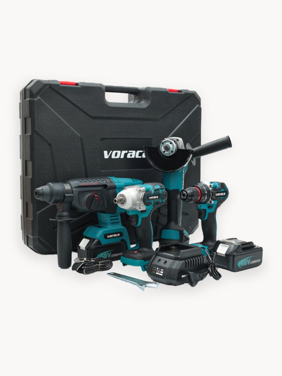 Набор инструментов Voraca, 4 в 1, с зарядкой и чехлом, голубой