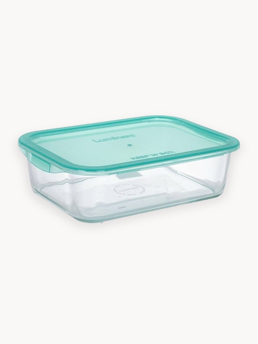 Контейнер стеклянный для продуктов, 820 мл, прямоугольный, KEEP'N'BOX LUMINARC, стекло/крышка пластиковая бирюзовая