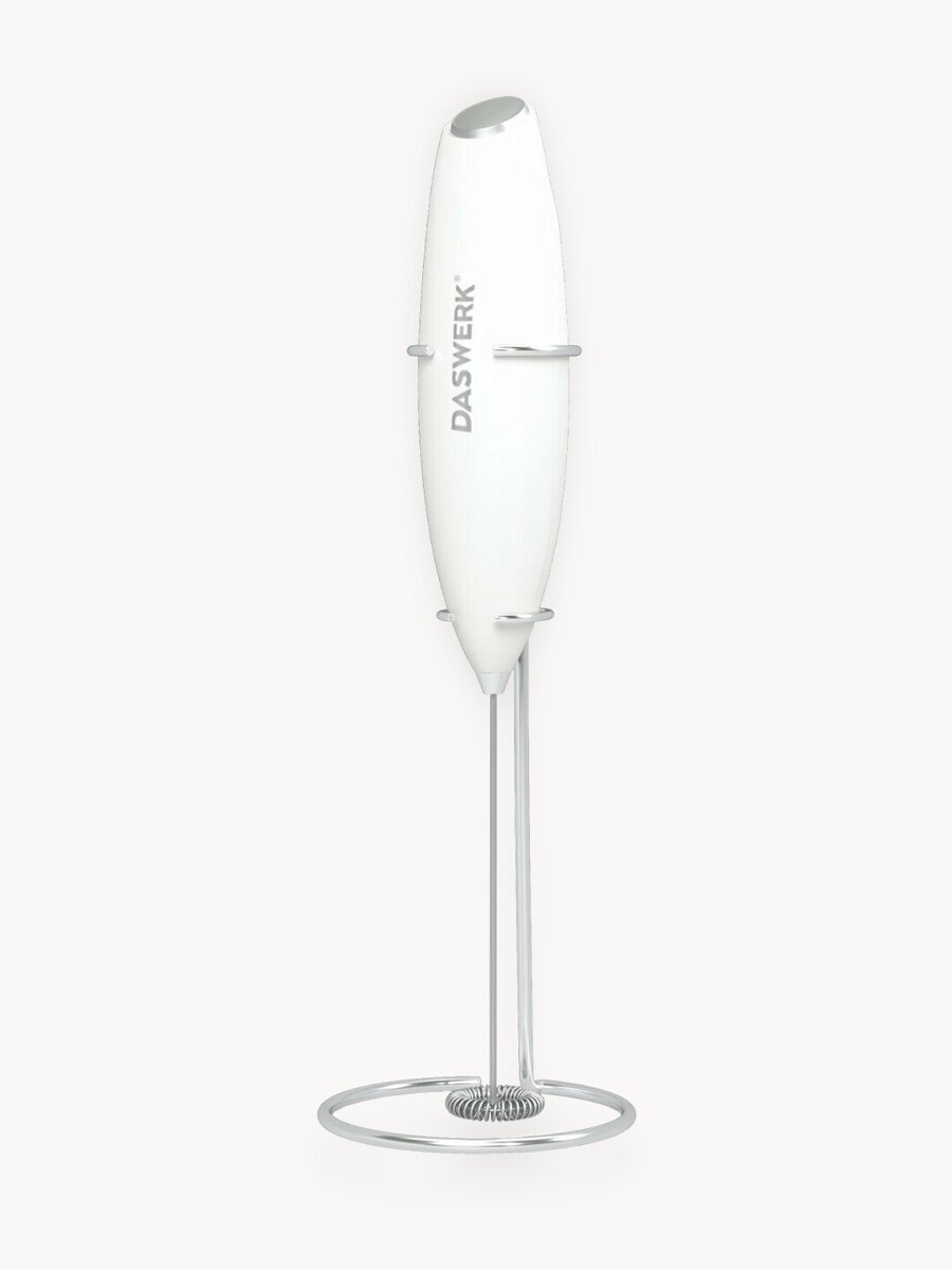 Капучинатор электрический, вспениватель молока для дома и кухни на подставке soft touch белый, Daswerk (Дасверк), 456178