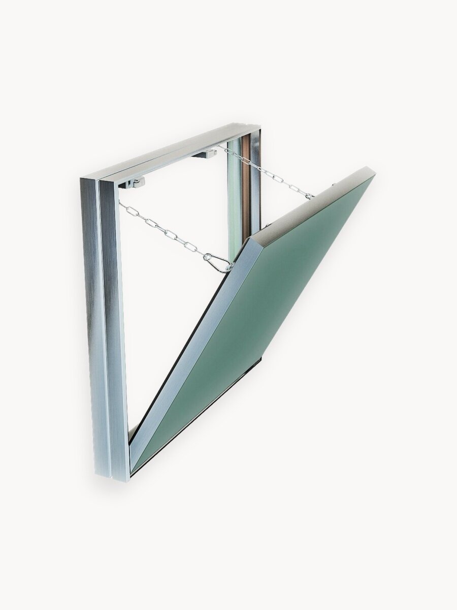 Люк под плитку Хаммер Гиппократ-П 40х40 (ШхВ), зацепы на стороне 40, откидной, со съемной дверцей