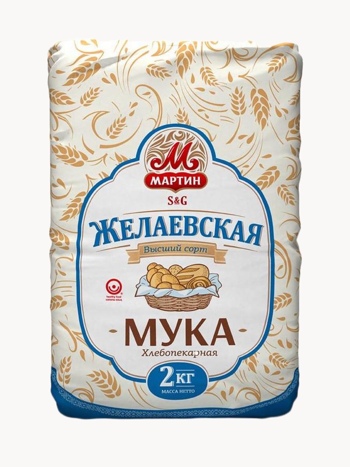 "Мука Желаевская Мартин" пшеничная хлебопекарного высшего сорта 2кг