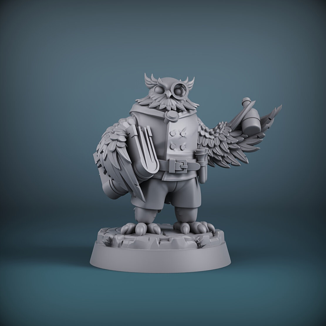 Миниатюрная фигурка совы-торговца, 3D-печать, серый АБС-резиновый материал, ручная раскраска, для декора рабочего стола и интерьера