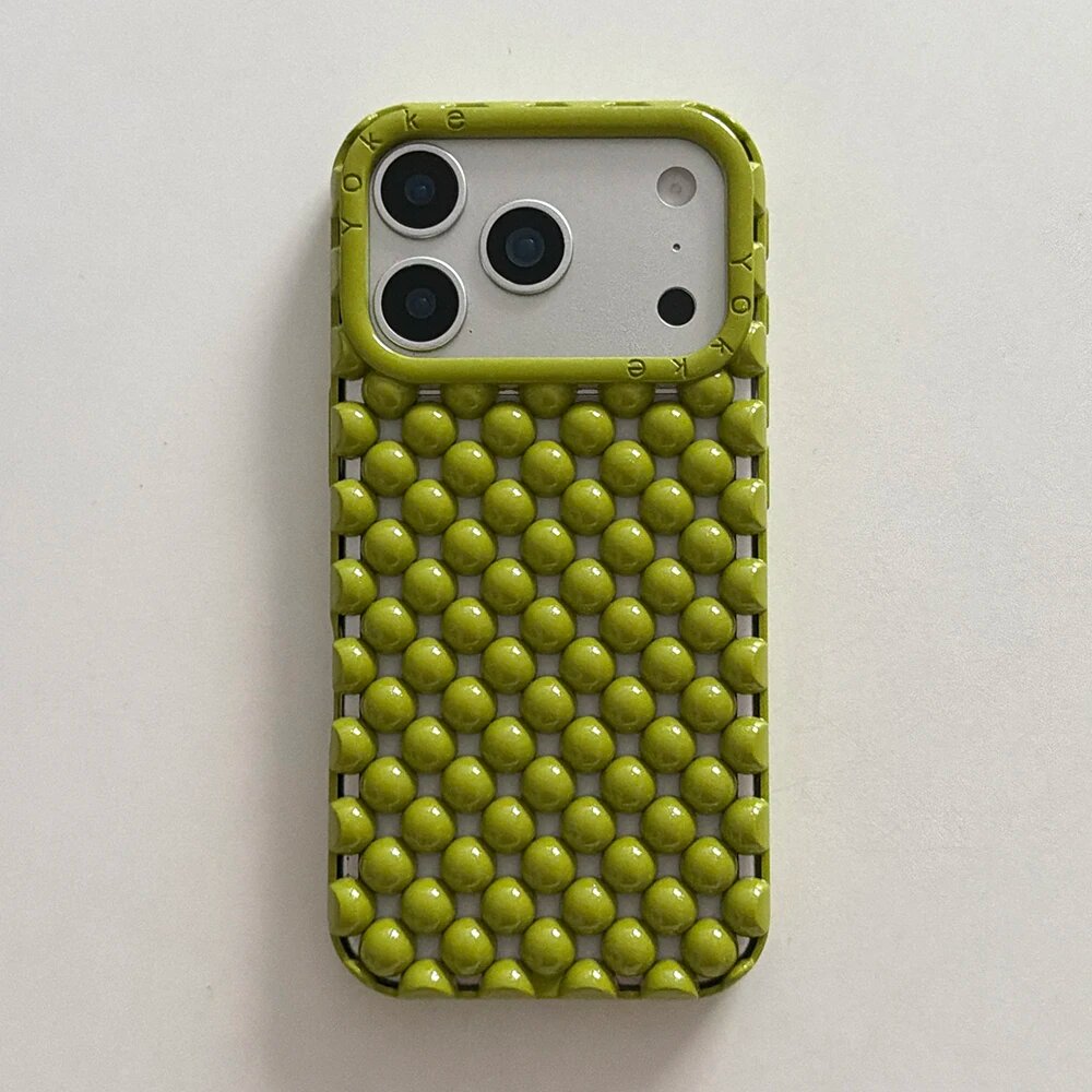 Чехол для iPhone 14, зеленый, 3D текстура, силикон