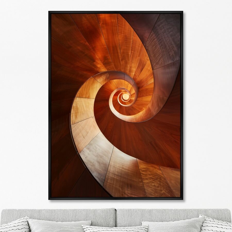 Картина на стену для интерьера. Wood curves, No 2, 2025г. Размер: 75х105см. Печать на натуральном Холсте.