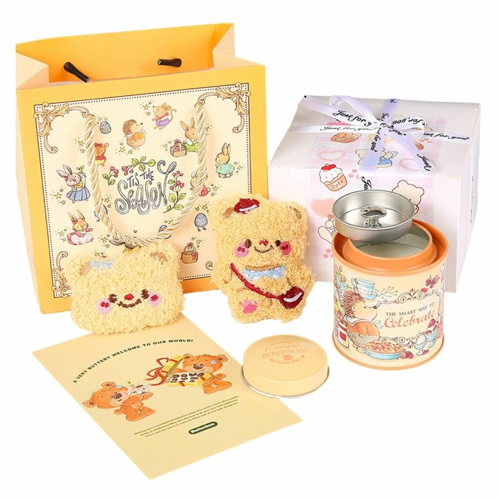 Ароматическая свеча с мультяшным плюшевым медведем, куклами, брошь, булавка и набор поздравительных открыток, подарочная коробка для свадьбы, дня рождения
