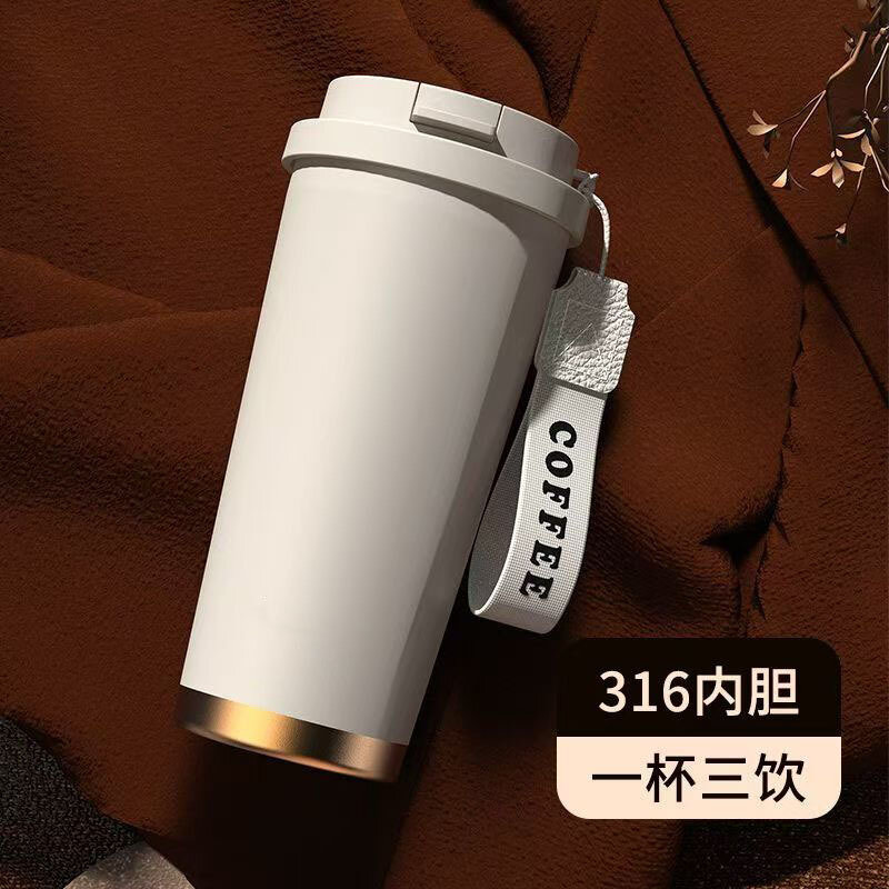 Умная кофейная кружка из нержавеющей стали 316, высокая эстетика, автомобильный вакуумный утолщенный термос, портативная дорожная кружка для студентов