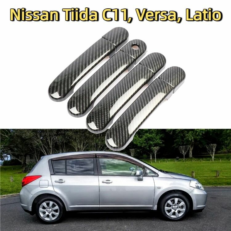 Хромированные накладки на дверные ручки для Nissan Tiida C11, Versa, Latio, March/Micra K12, Cube, Livina, ABS, аксессуары для стайлинга