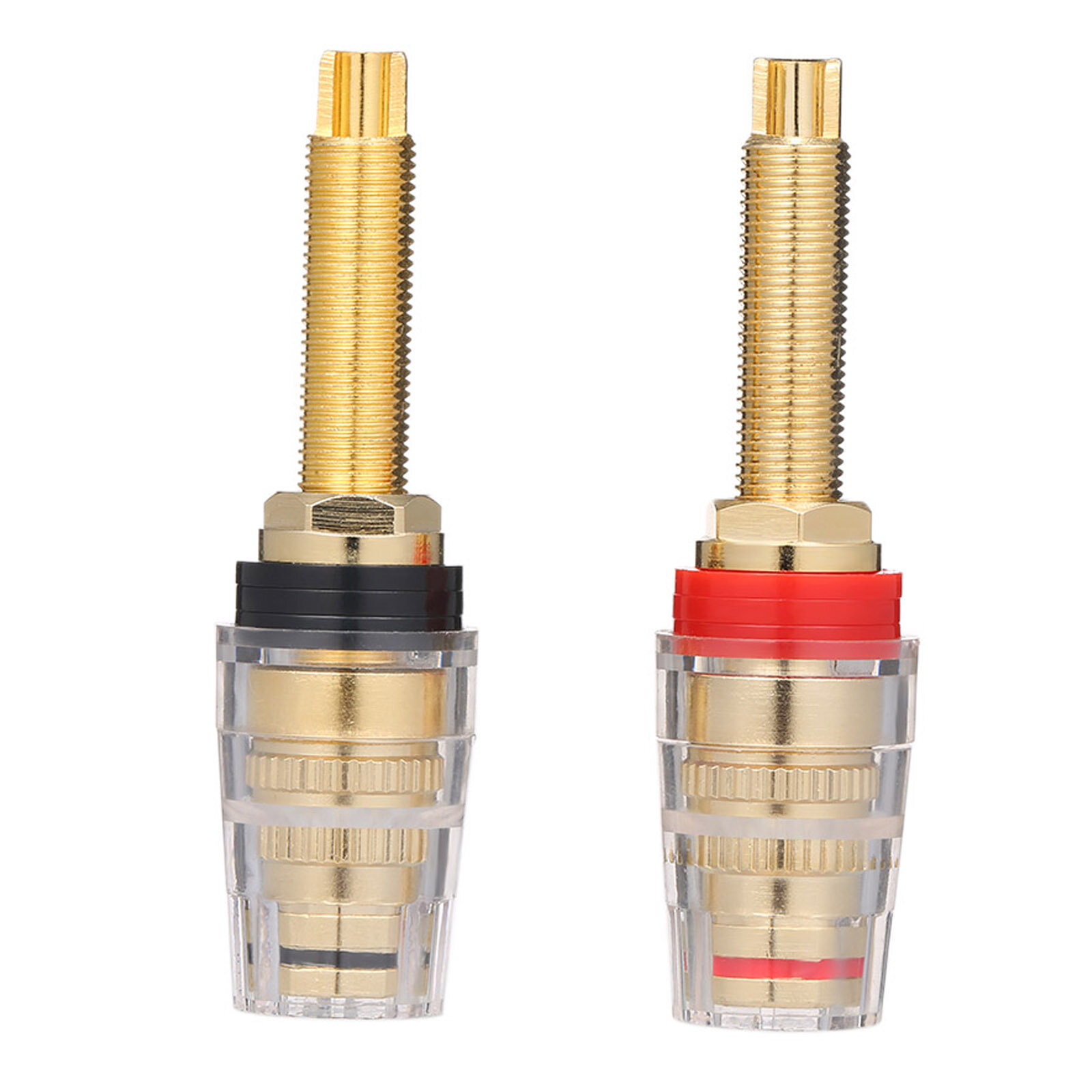 1 Пара Hi-Fi Терминалов 24 Каратное Длинные Терминалы Для Колонок Левый и Правый Каналы Binding Post Розетка для Банана Аудио Коннекторы 4 мм Разъем, Материал Медь + ABS, Цвет Красный + Золотой Ton + Черный, Размер упаковки Примерно 9 * 6 см, Вес